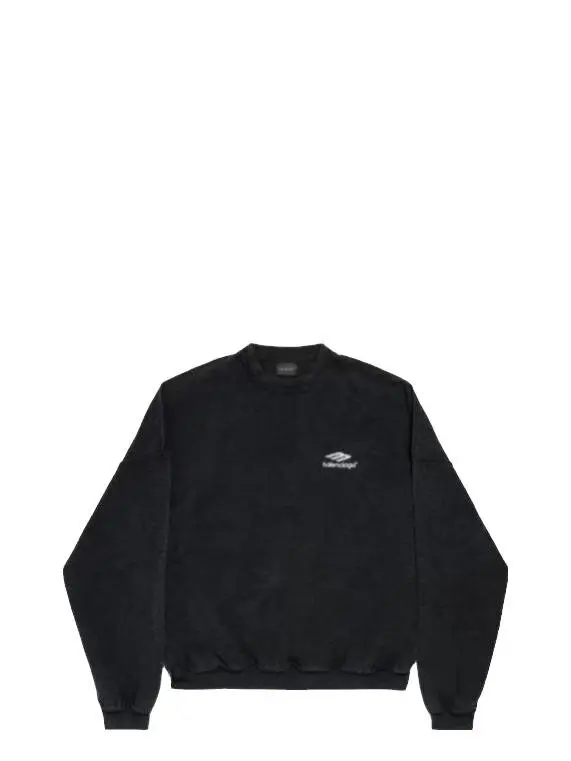 Balenciaga Logo Embroidered Crewneck Sweatshirt - Black