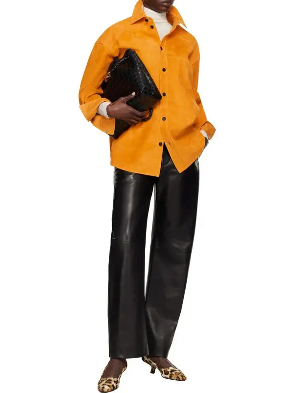 Bottega Veneta Leather Shirt - Tangelo