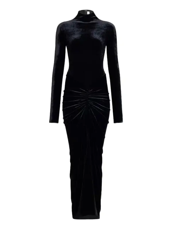 Alaïa Draped Velvet Dress - Black