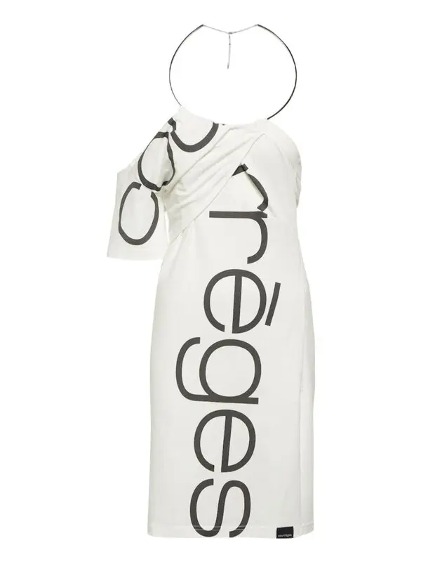 COURREGES Logo Off-shoulder Cotton Minidress - White