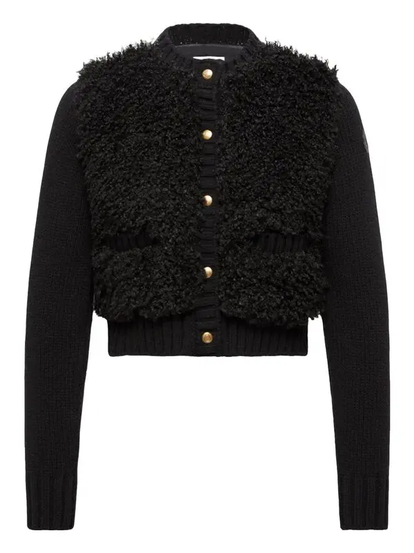 Moncler Padded Wool Teddy Cardigan - Black