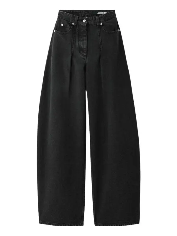 Jacquemus High-waisted Pleated Jeans - Black