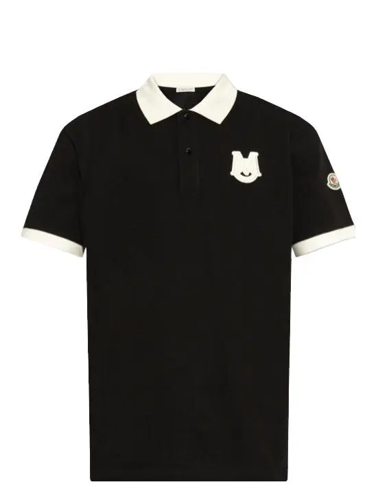 Moncler Logo Patch Short-sleeve Polo Shirt - Black
