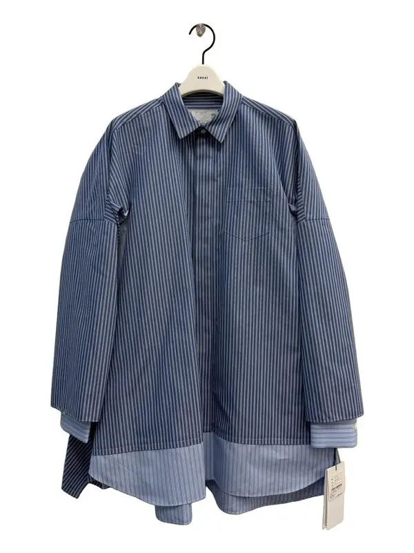 Sacai Striped Poplin Shirt - Blue