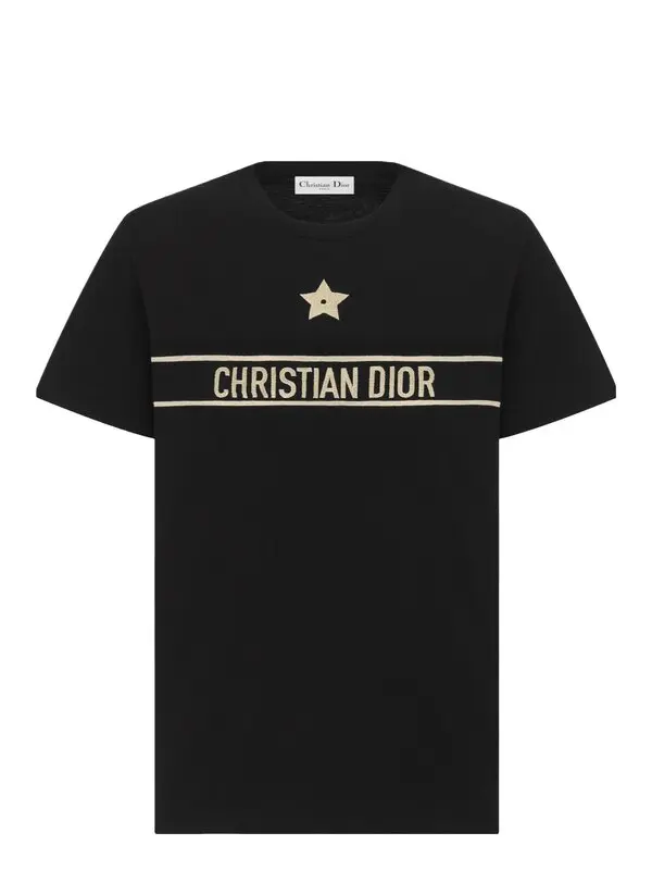 Dior Embroidered Star And Logo T-shirt - Black