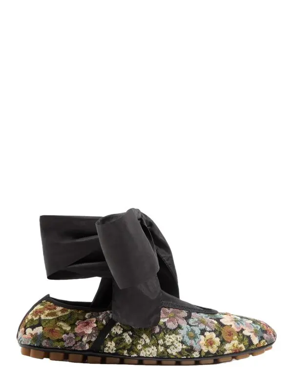 Valentino Garavani Rythmika Ballerina In Après L'hiver Jacquard Fabric - Black