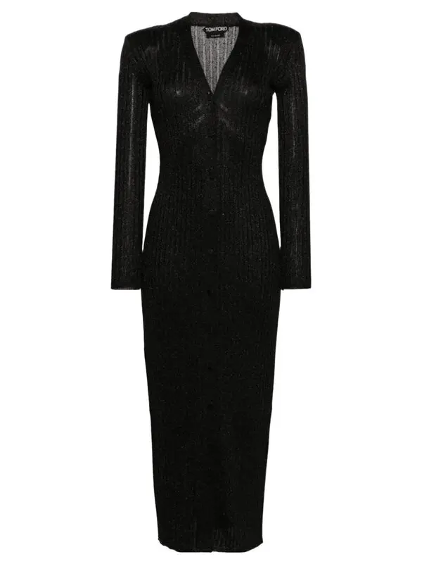 TOM FORD Metallic-threading Knitted Maxi Dress - Black