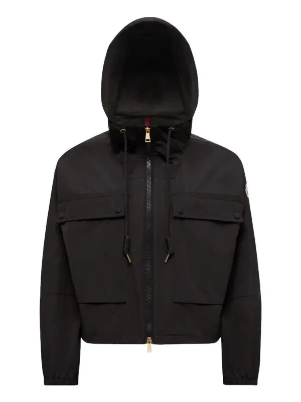 Moncler Logo Patch Zip-up Jacket - Black
