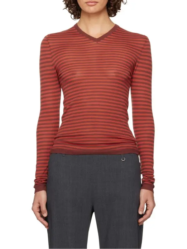 Paloma Wool Striped V-neck Pullover - Red