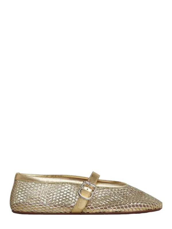 Alaïa Buckle Detailed Fishnet Ballet Flats - Nude