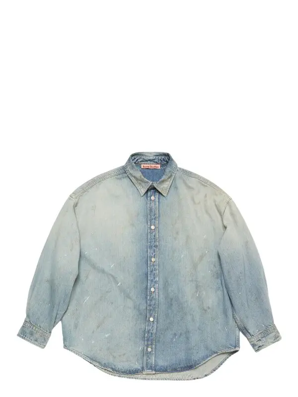 Acne Studios Distressed Denim Shirt - Gray