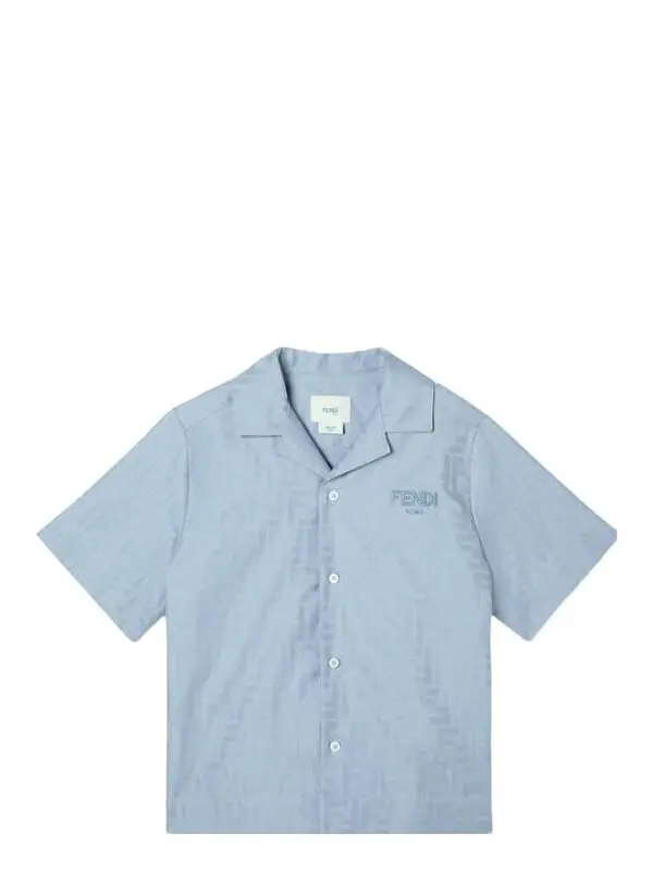Fendi Ff Logo-jacquard Shirt - Light Blue