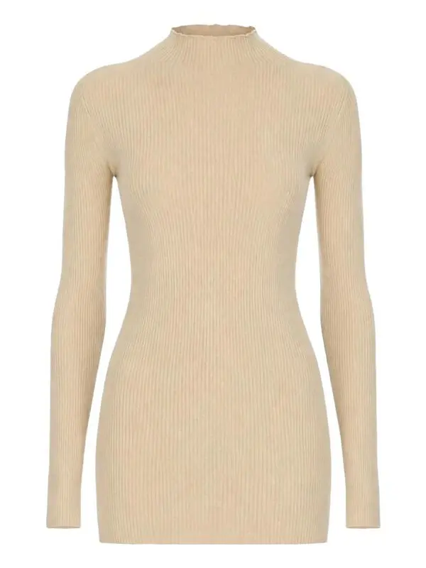 Rick Owens Ribbed-knit High-neck Sweater - Sand