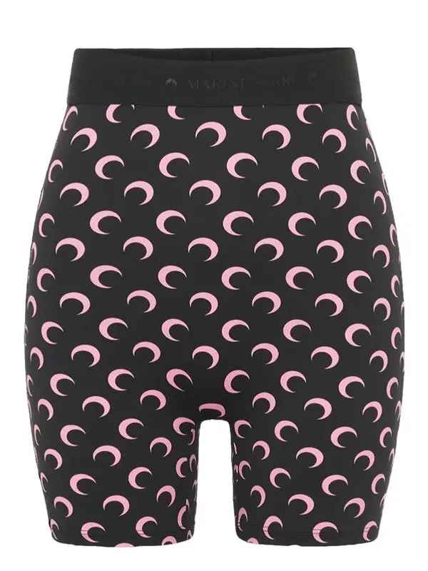 MARINE SERRE Crescent Print Stretched Mini Shorts - Black