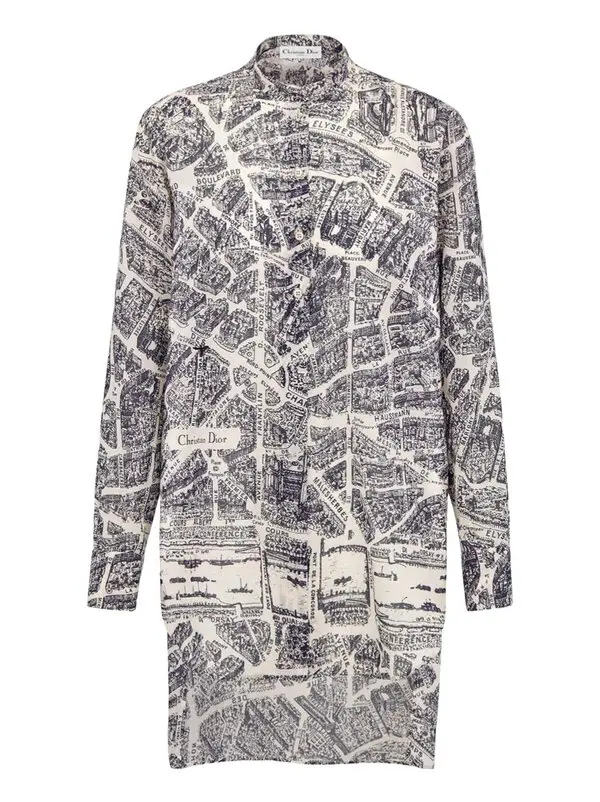 Dior Printed Long Blouse - Gray
