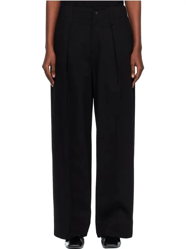 Issey Miyake Pleated Wide-leg Trousers - Black