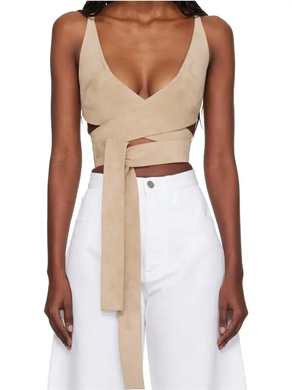 Alaïa Cross Design Top - Beige