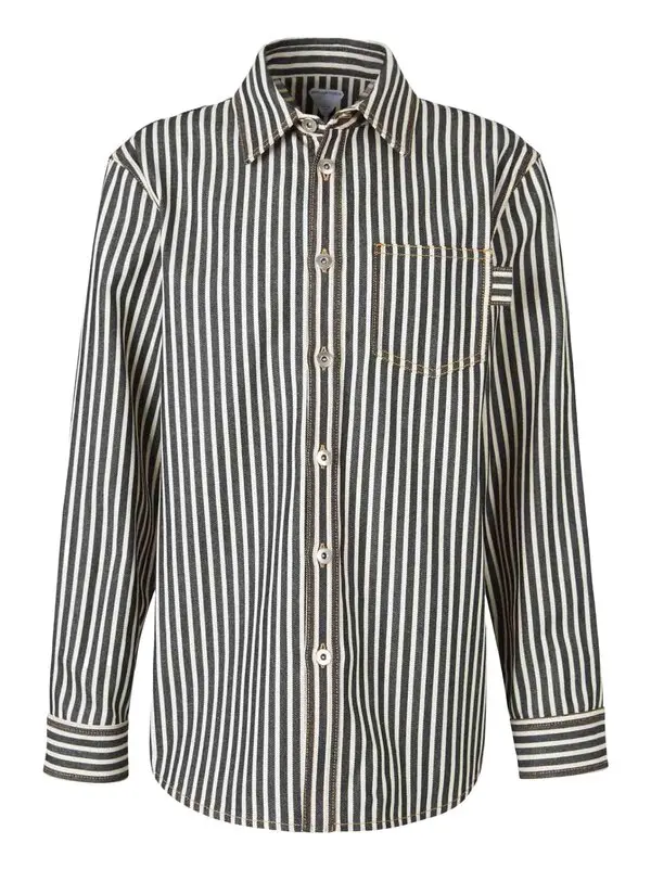 Bottega Veneta Striped Long-sleeved Shirt - Black