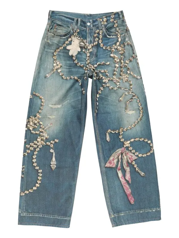 Acne Studios Distressed Loose Fit Jeans - Medium Blue