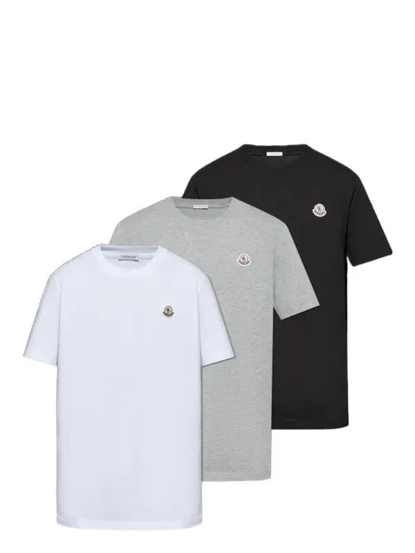 Moncler 3 Packs Logo Patch Crewneck T-shirt - Black