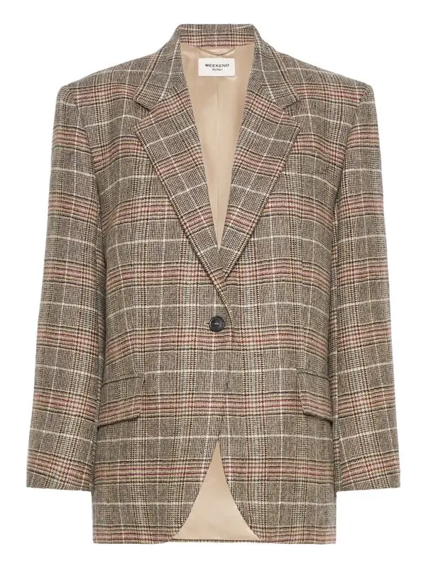 Max Mara Prince Of Wales Check Wool Single-breasted Blazer - Camel