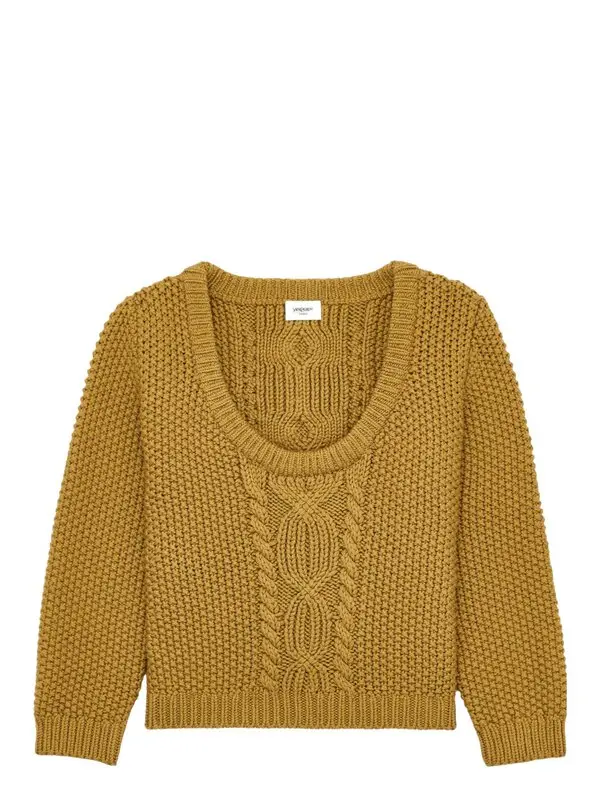 Saint Laurent Wool Knit Scoop-neck Sweater - Ocre