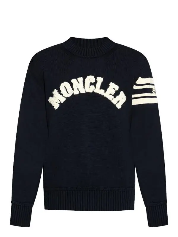 Moncler Logo Detailed Crewneck Jumper - Navy Blue