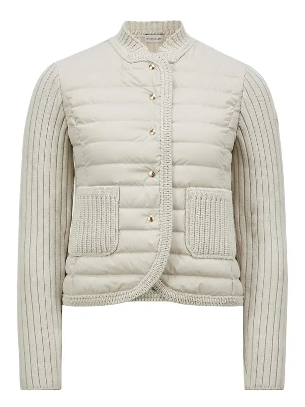 Moncler Padded Wool Cardigan - Light Beige