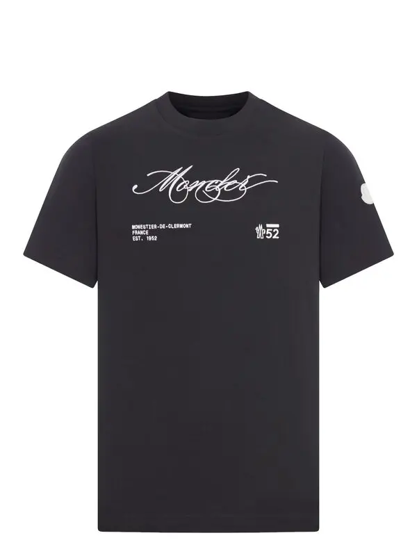 Moncler Embroidered Logo Cotton T-shirt - Black