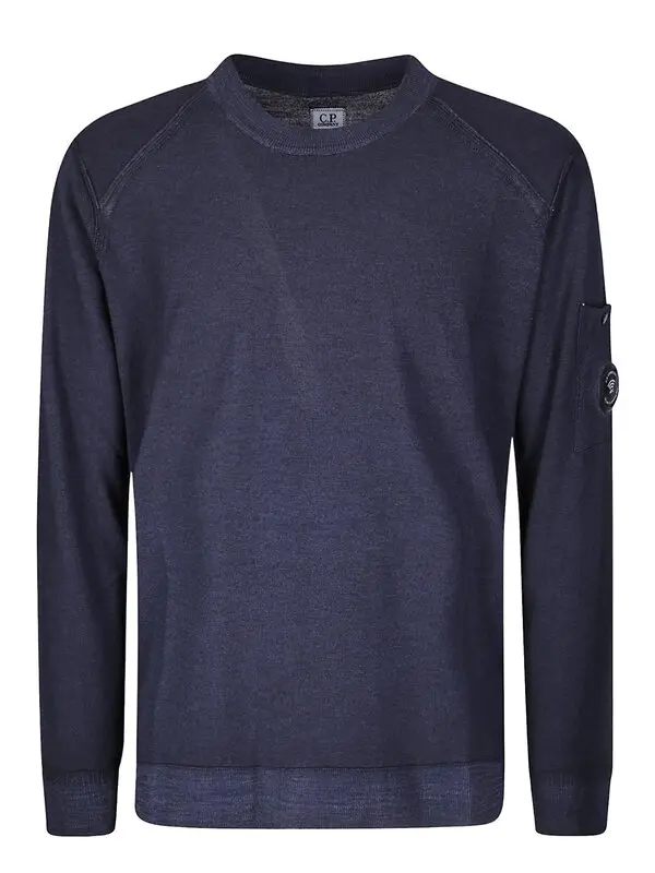 C.P. COMPANY Lens-detail Raglan-sleeve Pullover - Blue