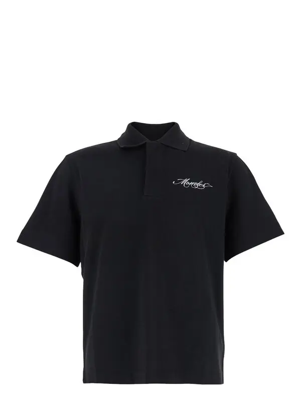 Moncler Logo Patch Short-sleeved Polo Shirt - Black