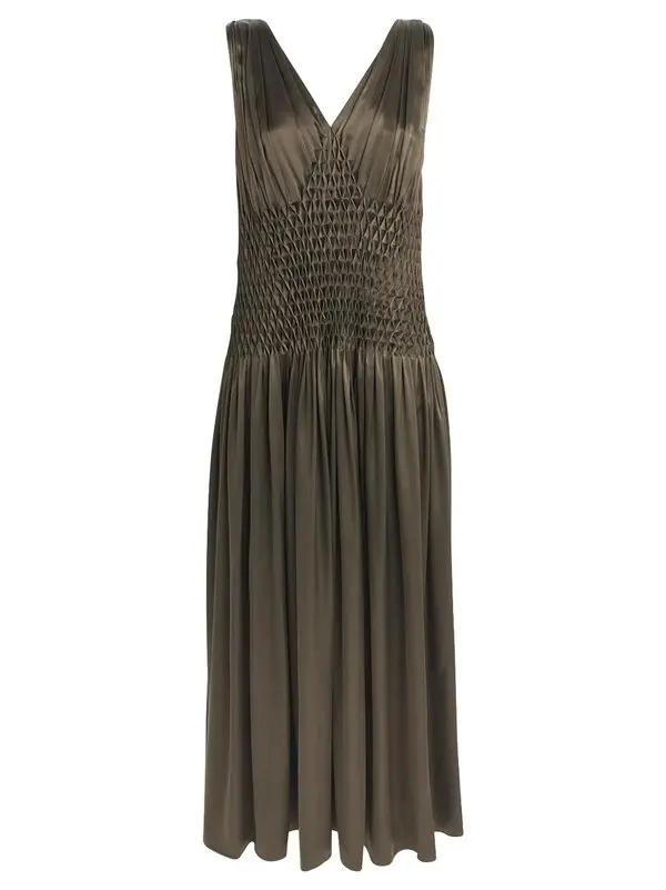 Khaite Silk Nola Midi Dress - Green