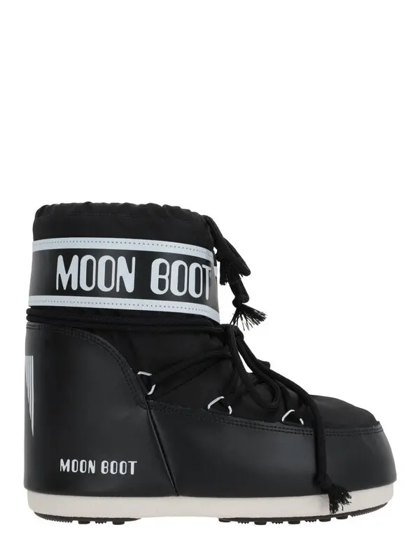Moon Boot Icon Logo Printed Lace Up Boots - Black