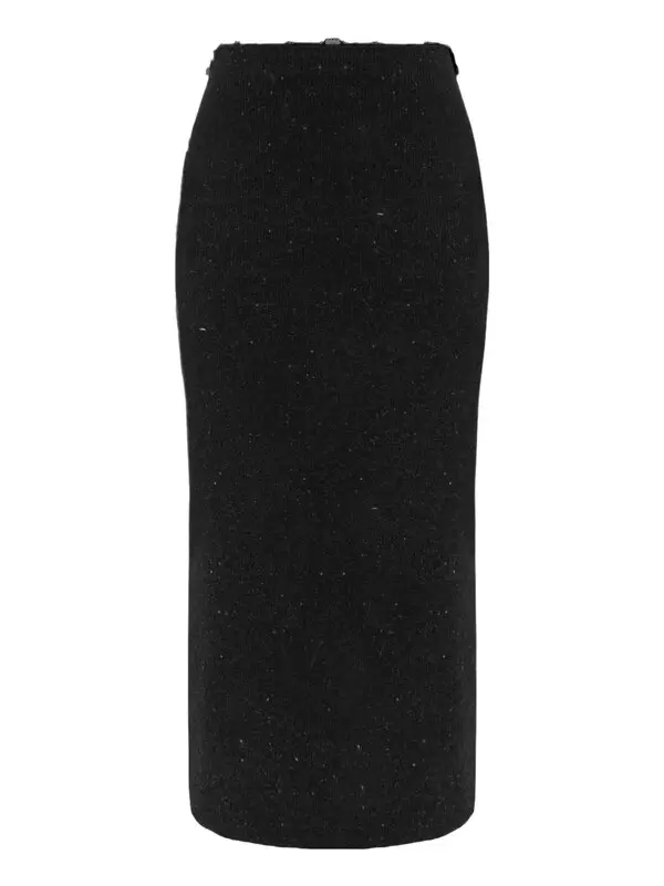Bottega Veneta Lurex Detailed Knitted Skirt - Black