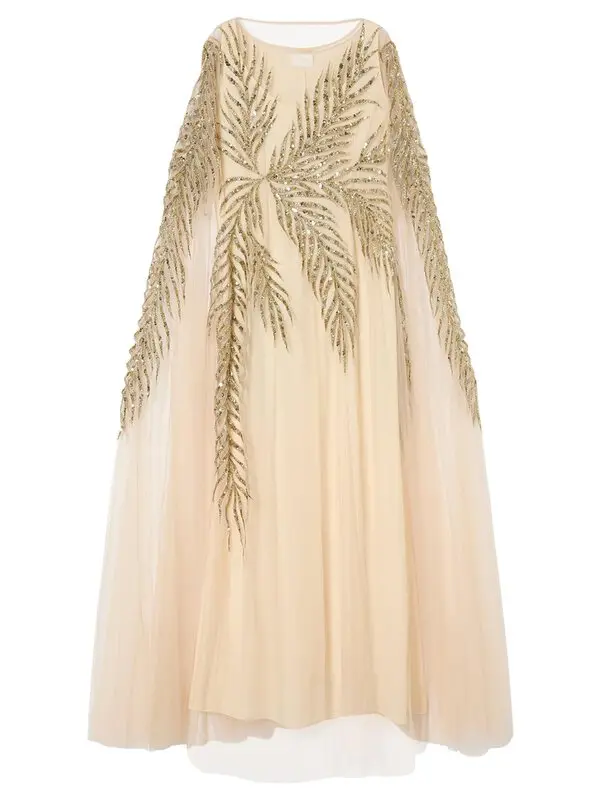 Marina Rinaldi X Tony Ward Embellished Maxi Dress And Cape - White