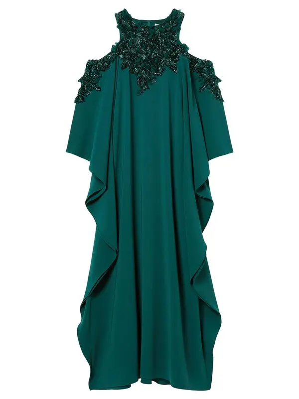 Marina Rinaldi X Tony Ward Embellished Cold-shoulder Maxi Dress - Clear