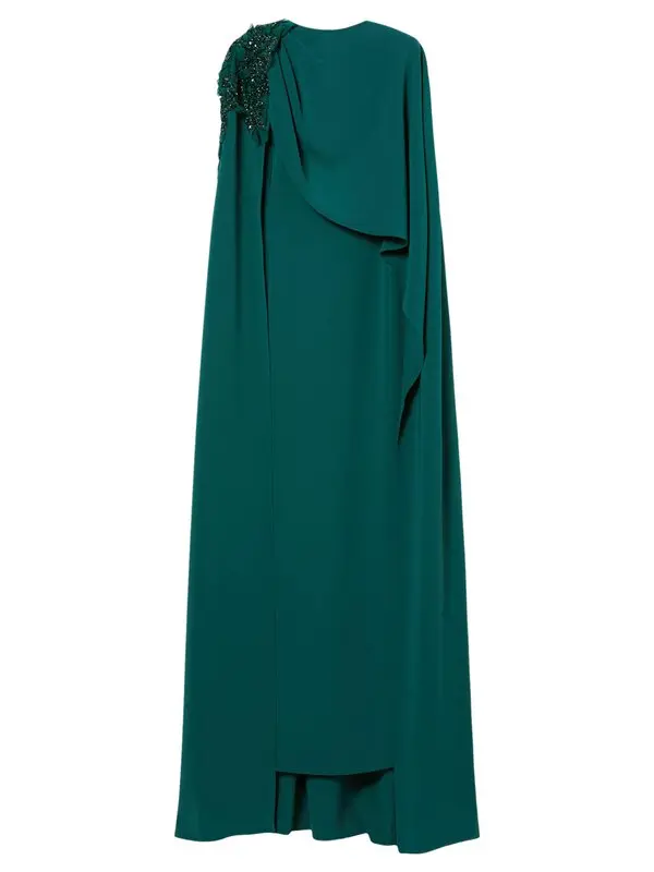 Marina Rinaldi X Tony Ward Embellished Gown With Cape - Clear