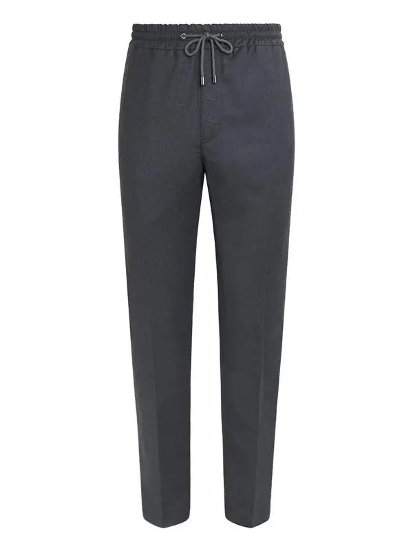 Pal Zileri Stretch-virgin Wool Drawstring Trousers - Grey