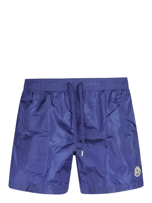 Moncler Logo Patch Drawstring Swim Shorts - Navy Blue
