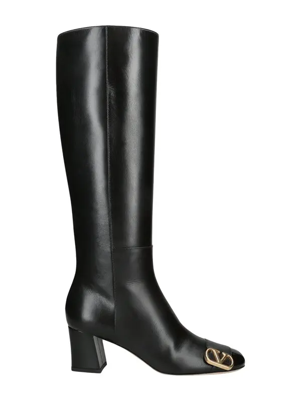 Valentino Garavani Veeside Leather Knee-high Boots 70 - Black