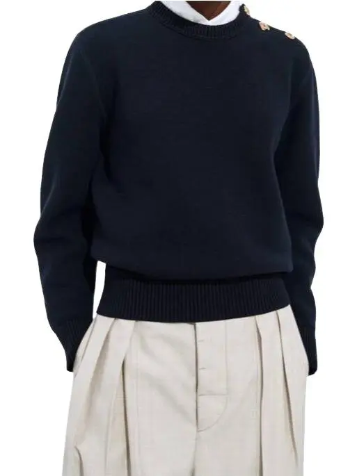 Bottega Veneta Wool And Cotton Sweater - Midnight Blue