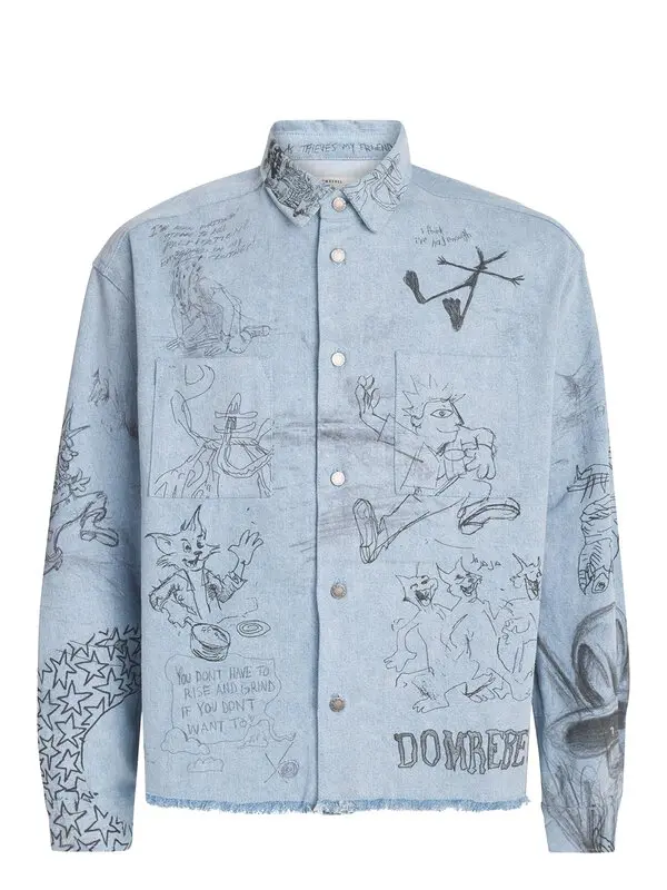 DOMREBEL Sketchy Denim Overshirt - Blue