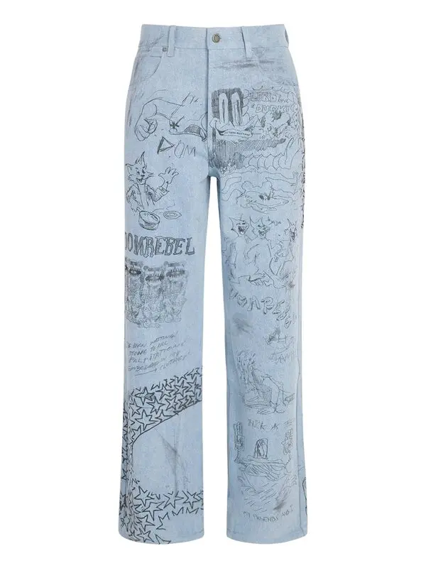 DOMREBEL Sketchy Bootcut Jeans - Blue