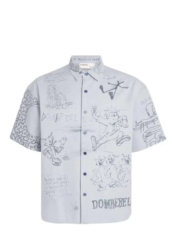 DOMREBEL Sketchy Short-sleeve Shirt - Blue