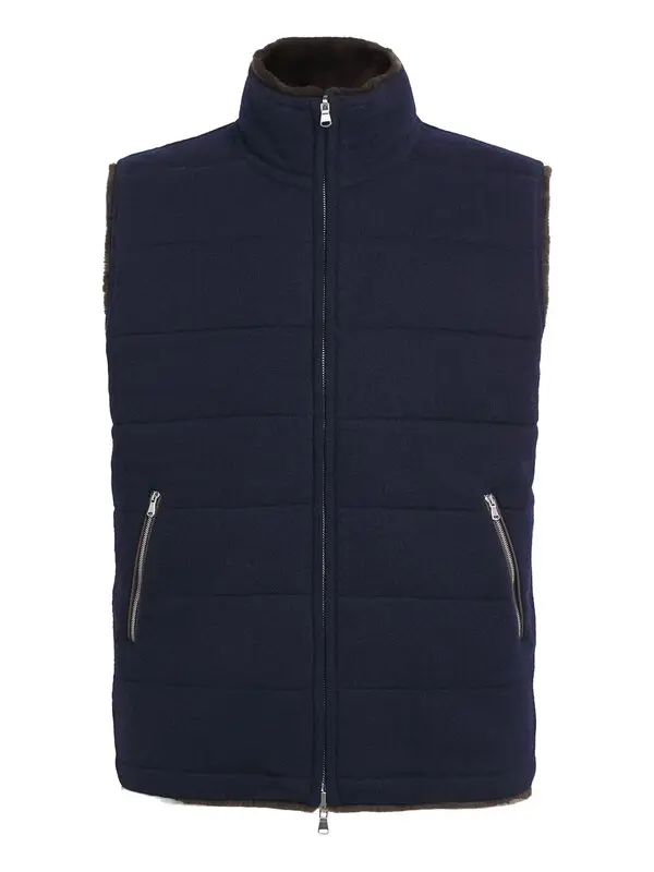 N.peal Cashmere Fur-lined Gilet - Navy