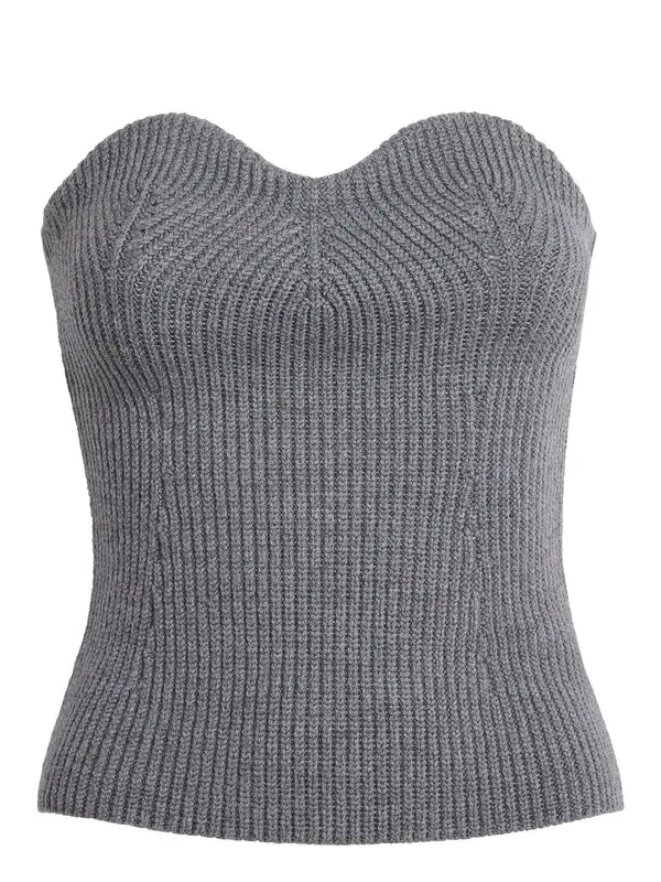 JIL SANDER Wool-blend Bustier Top - Grey