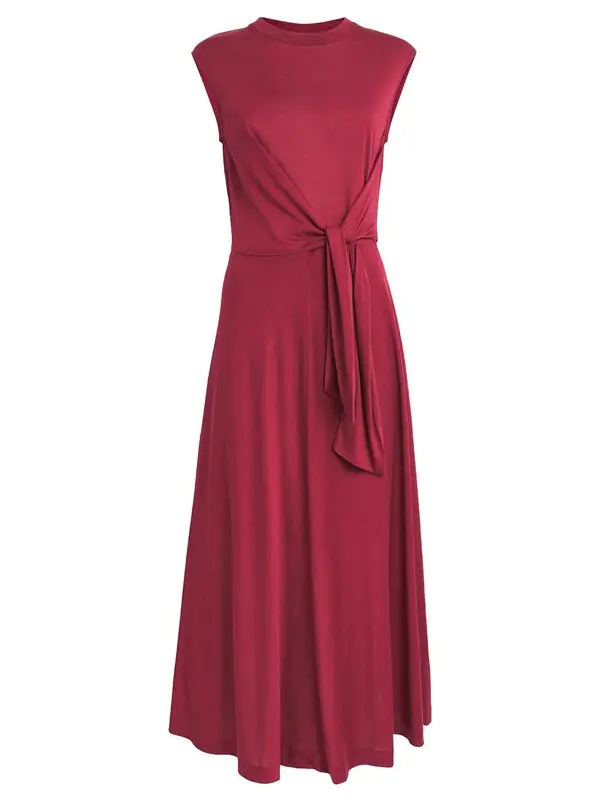 ME+EM Jersey Tie-front Midi Dress - Red