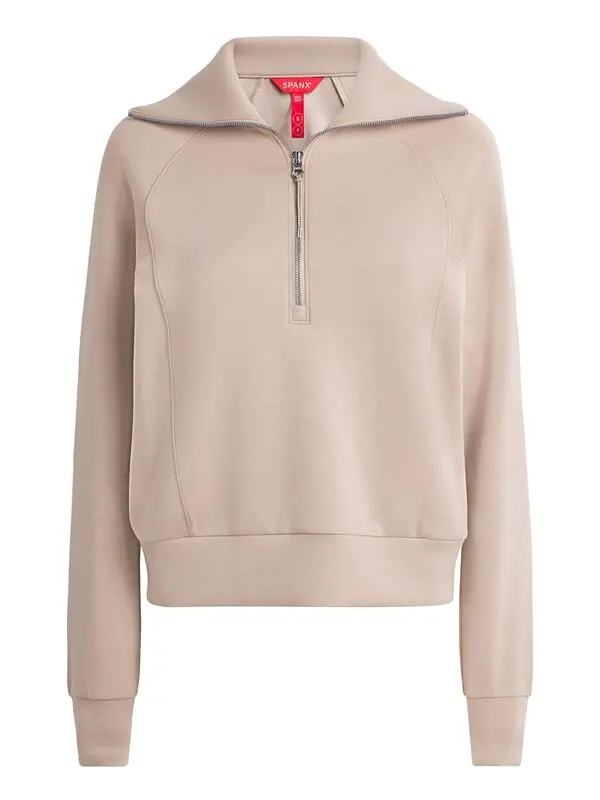 Spanx Airessentials Half-zip Sweatshirt - Beige