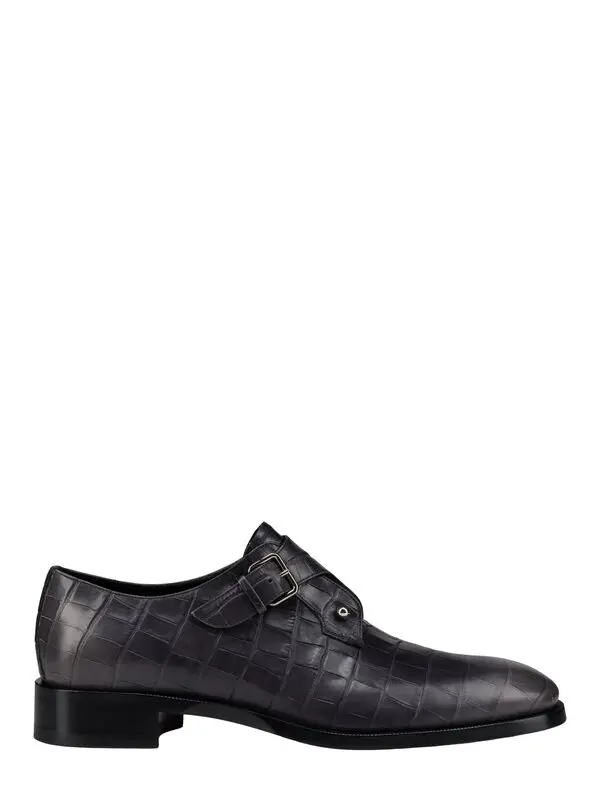 CHRISTIAN LOUBOUTIN Chambelimonk Leather Monk Shoes - Grey