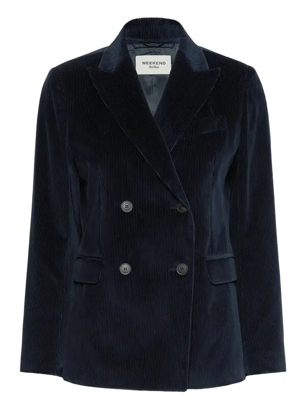 Max Mara Corduroy Double-breasted Blazer - Navy